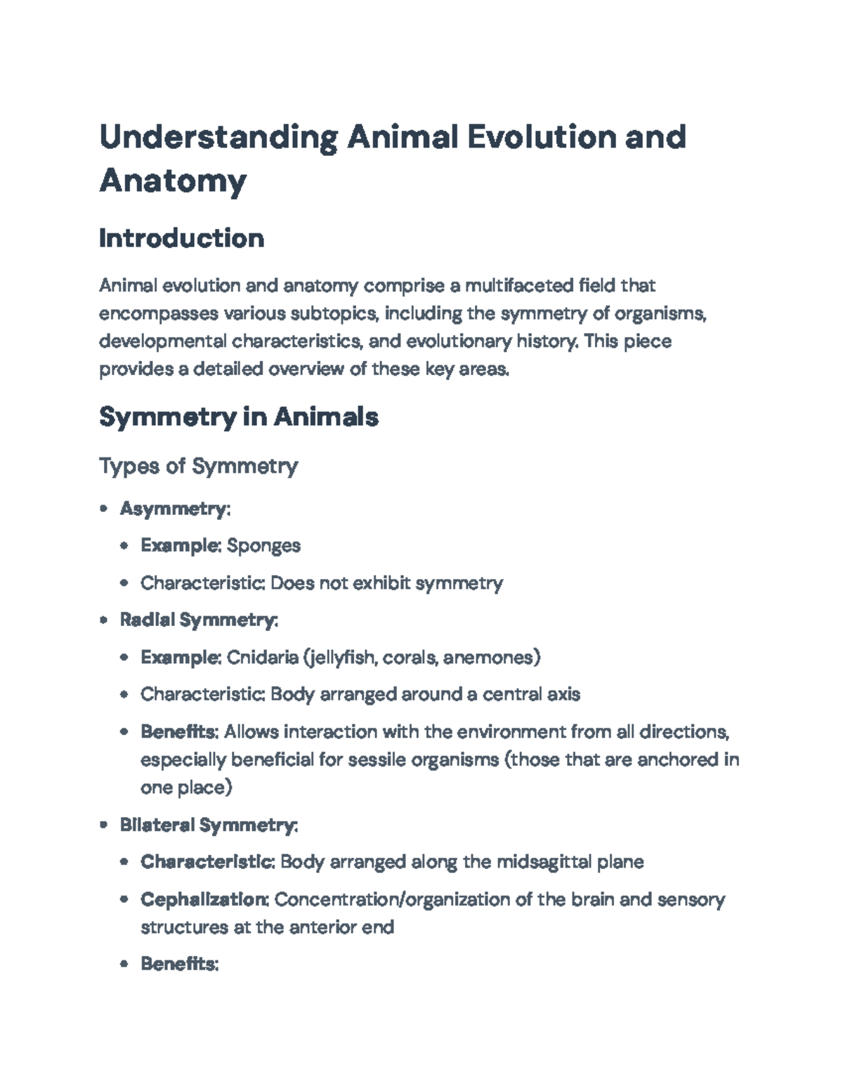 Understanding Animal Evolution and Anatomy: Key Concepts Overview ...