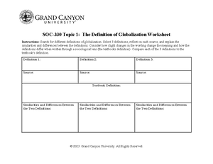 Globalization Analysis Outline: SOC-330 Final Paper Preparation - SOC ...