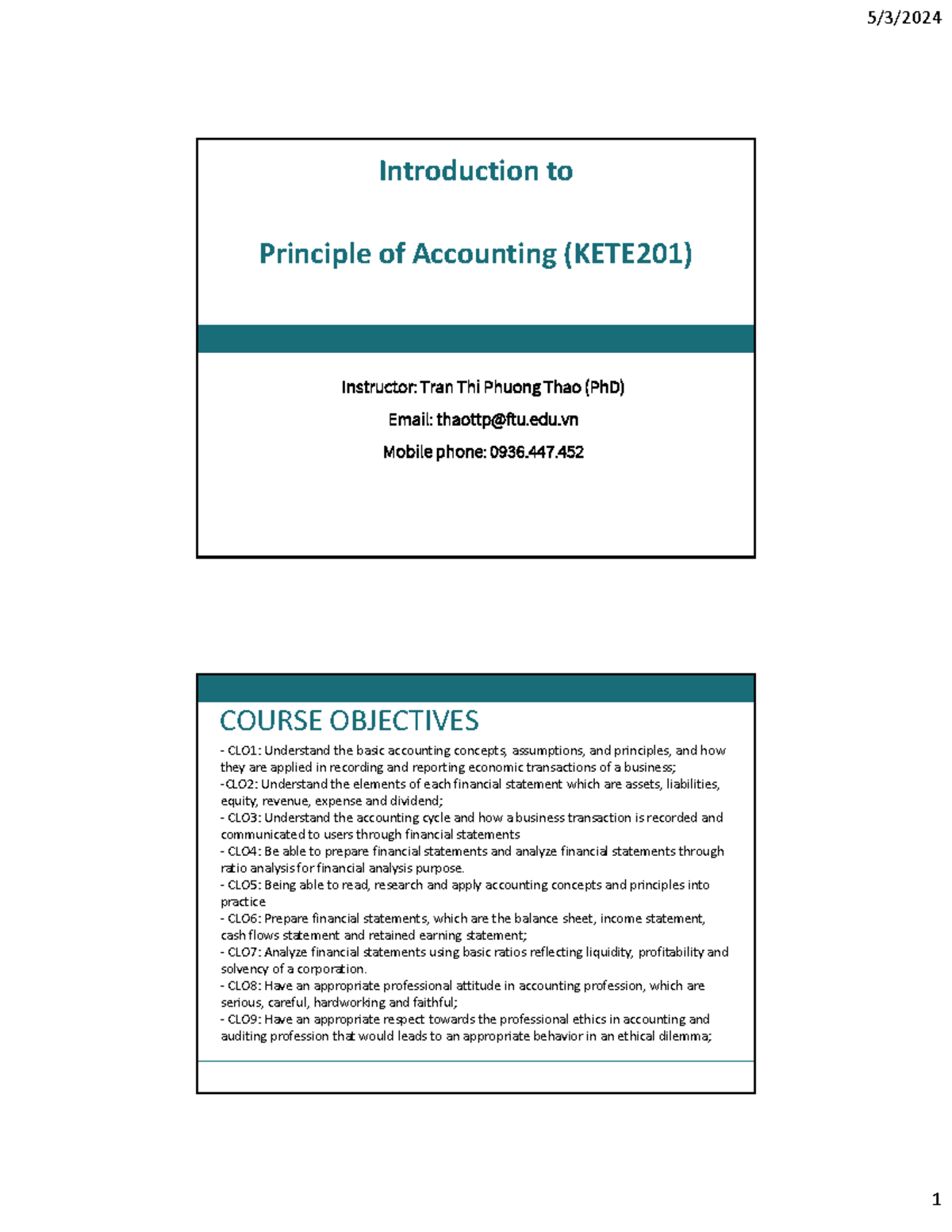 Introduction to Principles of Accounting (KETE201) - Course Overview ...