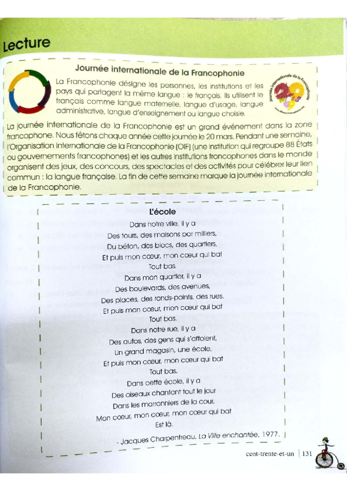 Lecture sur la Journée internationale de la Francophonie et Exercices ...