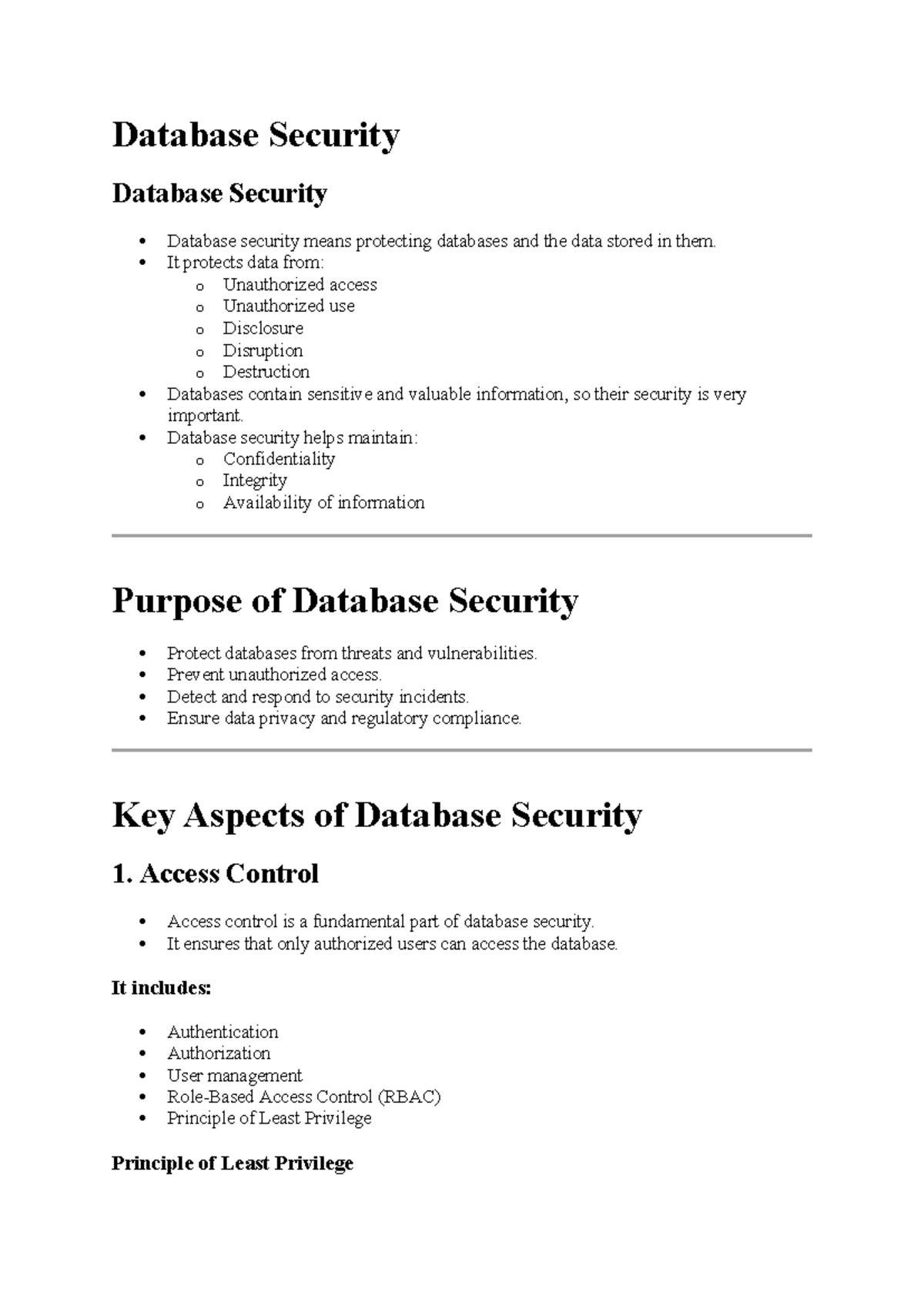 Database Security Overview: Key Concepts and Best Practices - Studocu