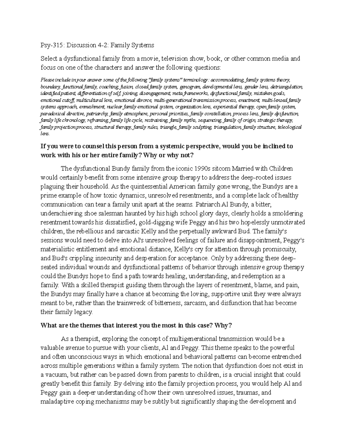 Psy-315 Discussion 4-2 - If you were to counsel this person from a ...