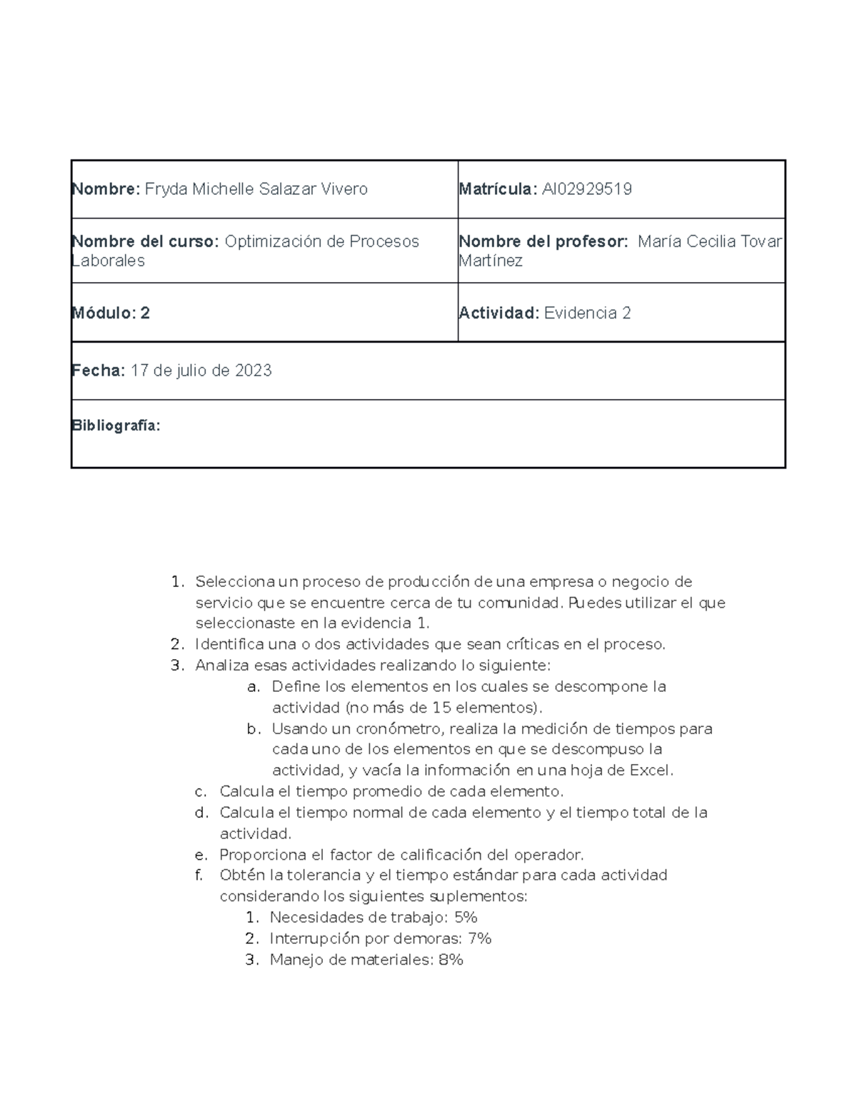 Evidencia 2 - Optimización de Procesos (OPL) - Studocu