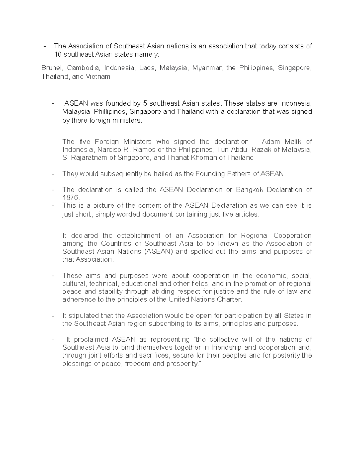 ASEAN History: Founding & Principles in the Philippines (HIST 101 ...