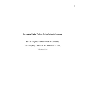 WGU D182 Task 1 - Adopting a Reflective Practice - Developing a ...