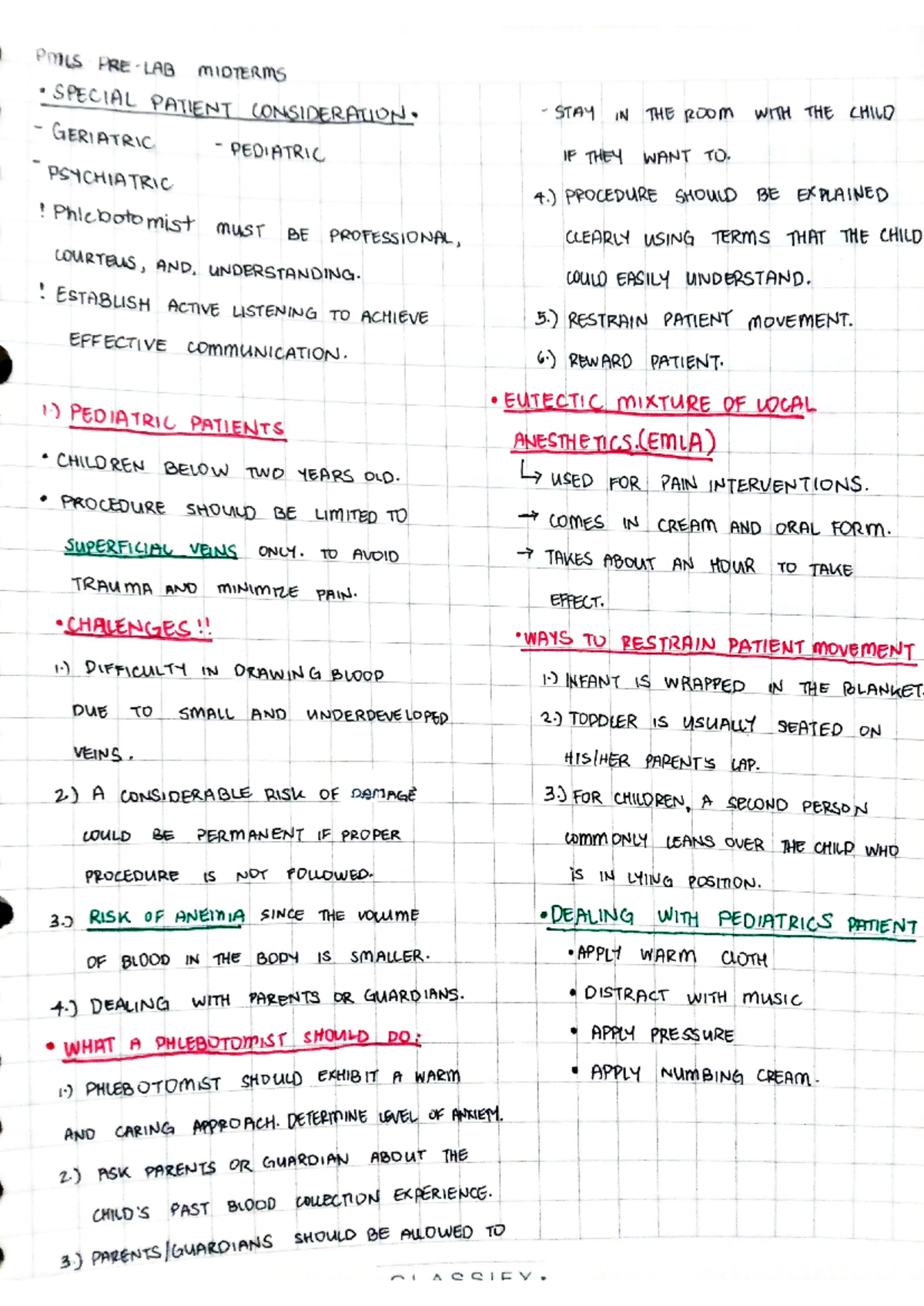 PMLS 2 Midterm Short Notes on Pediatric Patient Considerations - Studocu