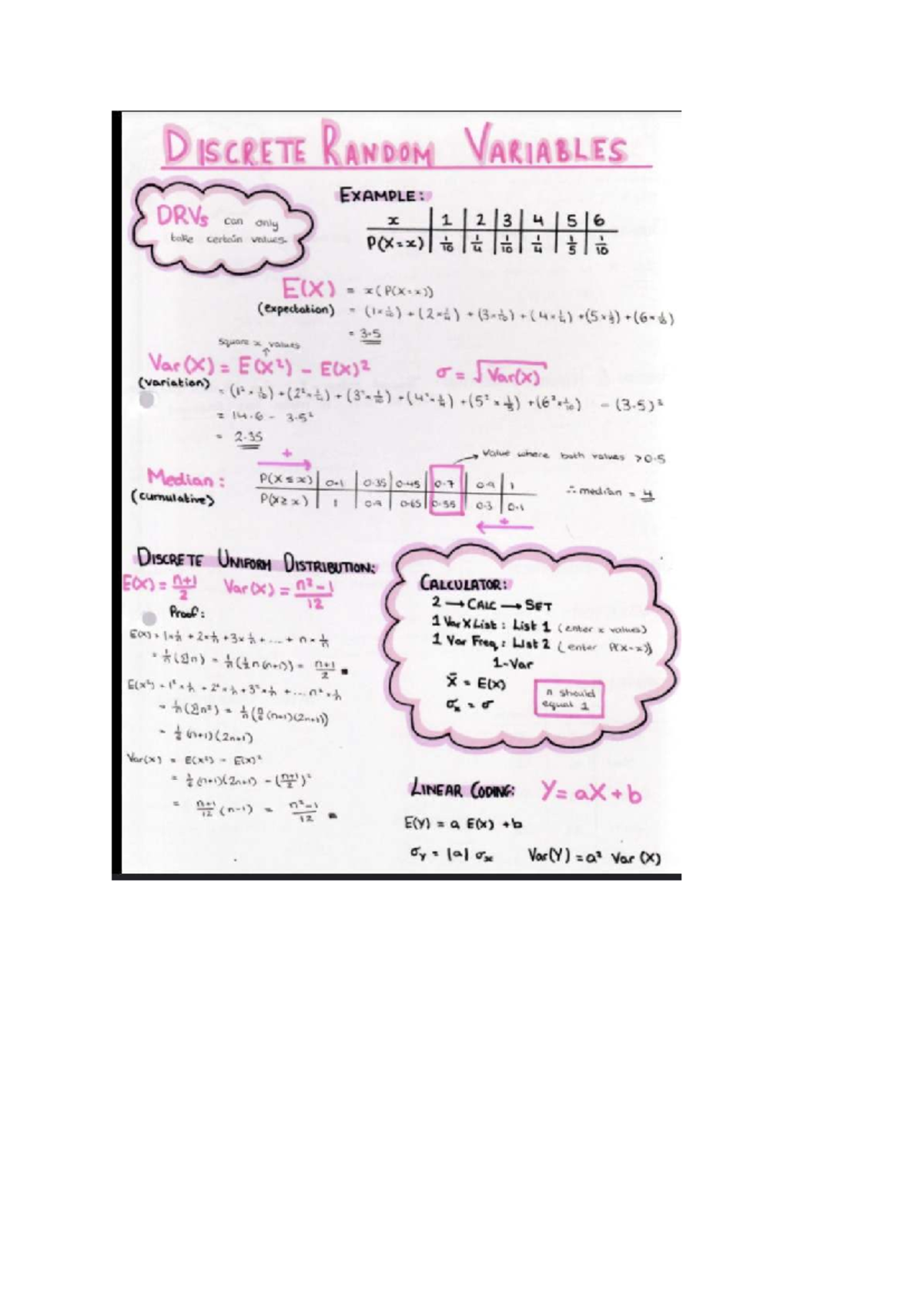 Discrete Random Variables: Examples and Calculations (Course Code: 123456) - Studocu