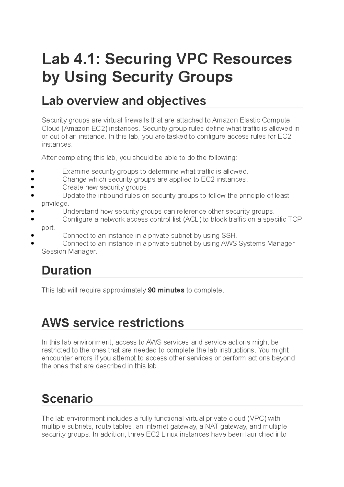 Aws.Lab 4 - good better to do - Lab 4: Securing VPC Resources by Using Security Groups Lab ...