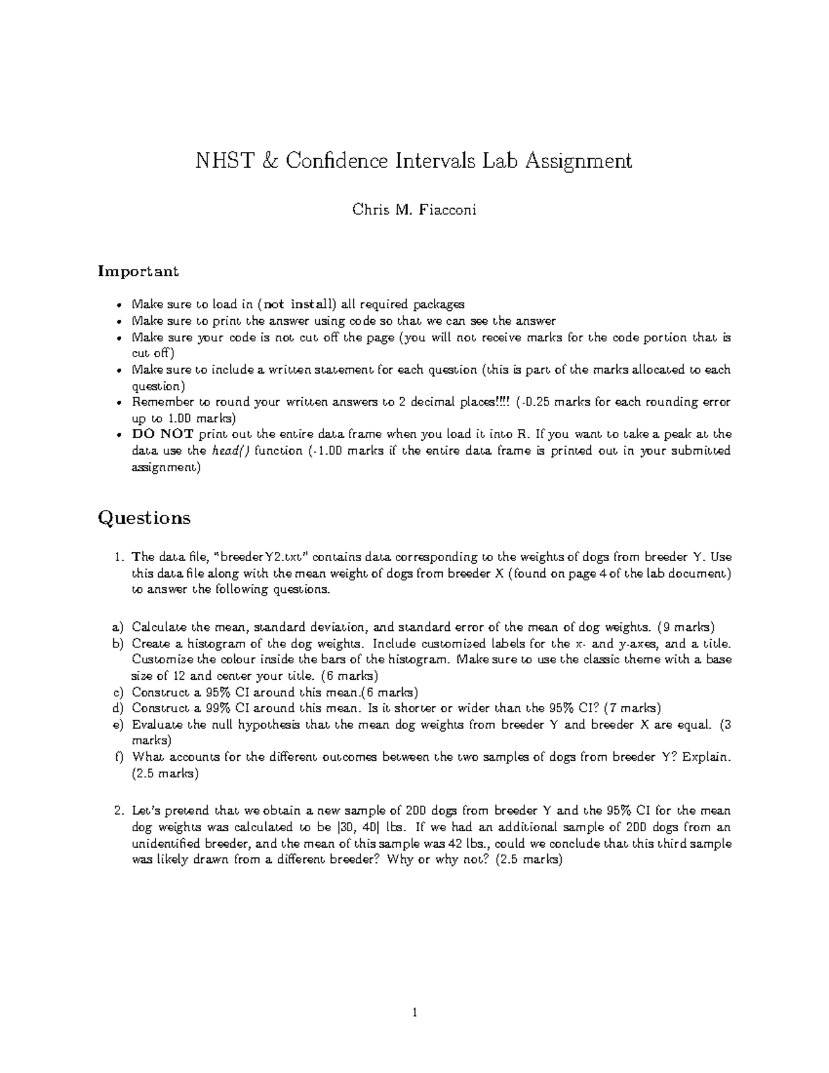 NHST Confidence Intervals Lab Assignment (Lab 3) - Studocu