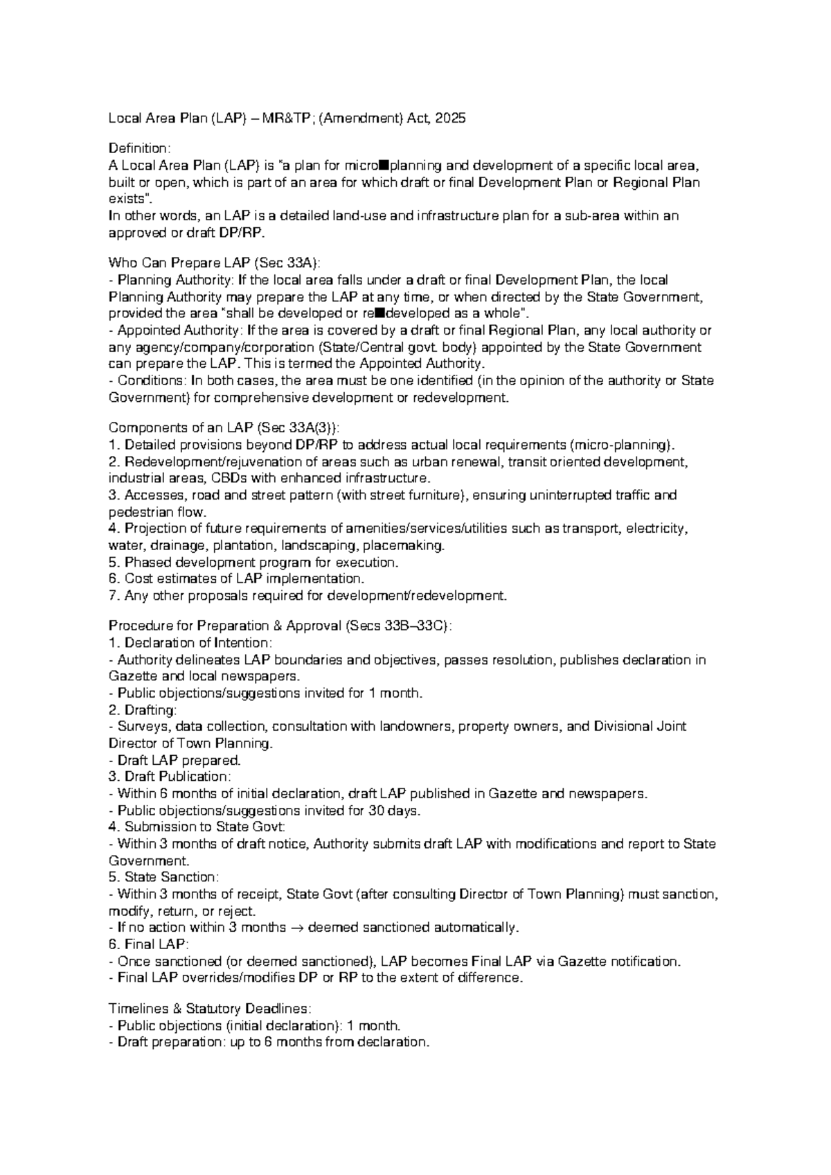 Local Area Plan (LAP) Amendment Act, 2025: Full Details - Studocu
