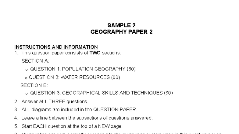 Grade 10 Geography Paper 2: Population & Water Resources Exam Guide ...