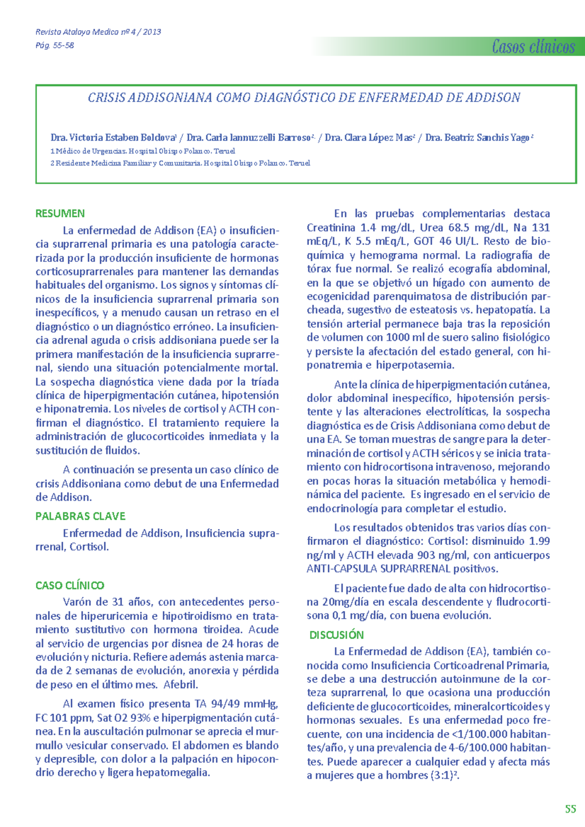 Crisis Addisoniana: Diagnóstico y Manejo en Enfermedad de Addison - Studocu