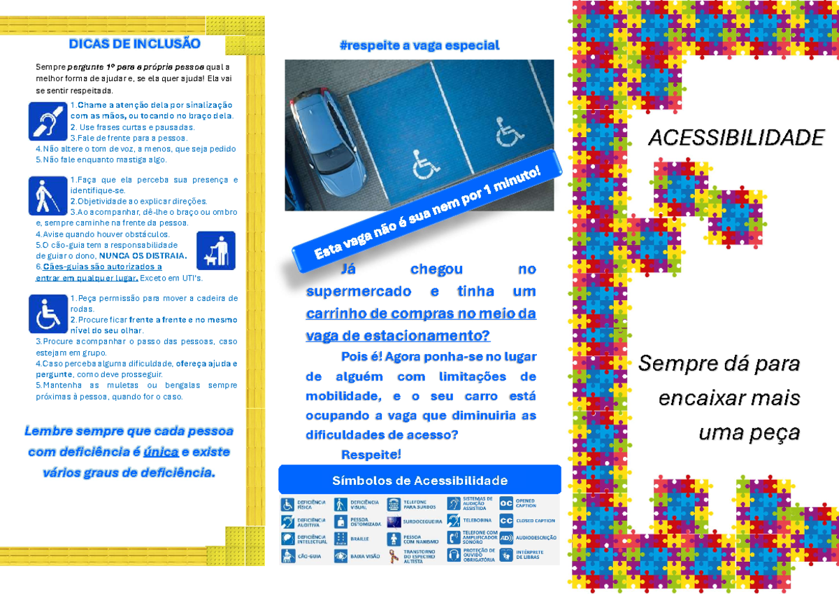 Acessibilidade: Dicas de Inclusão e Respeito às Vagas Especiais - Studocu