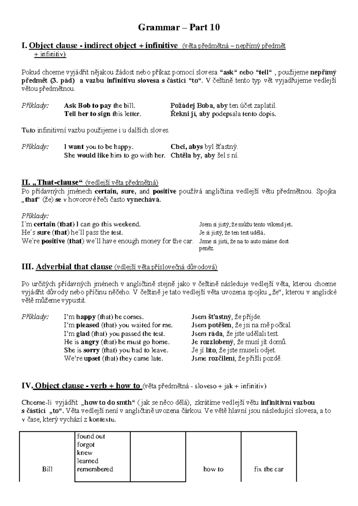 Grammar 2 Part 10: Object Clauses and Conditional Sentences - Studocu