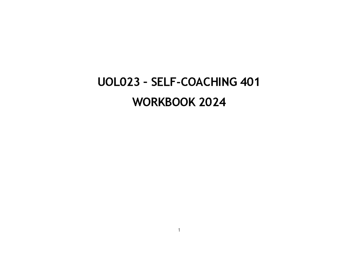 UOL023 - Self-Coaching Activities Workbook for MOOC Exam 2024 - Studocu