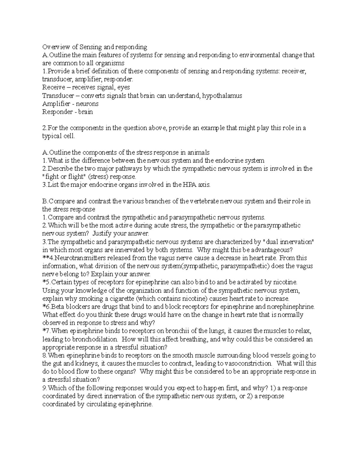 Animal sensing and responding practice questions - Overview of Sensing ...