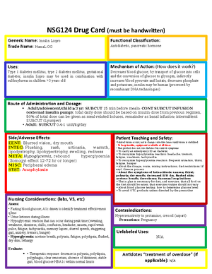 Cardiac Drugs - Pharm drug cheat sheets - Class Drug Uses Side Effects ...
