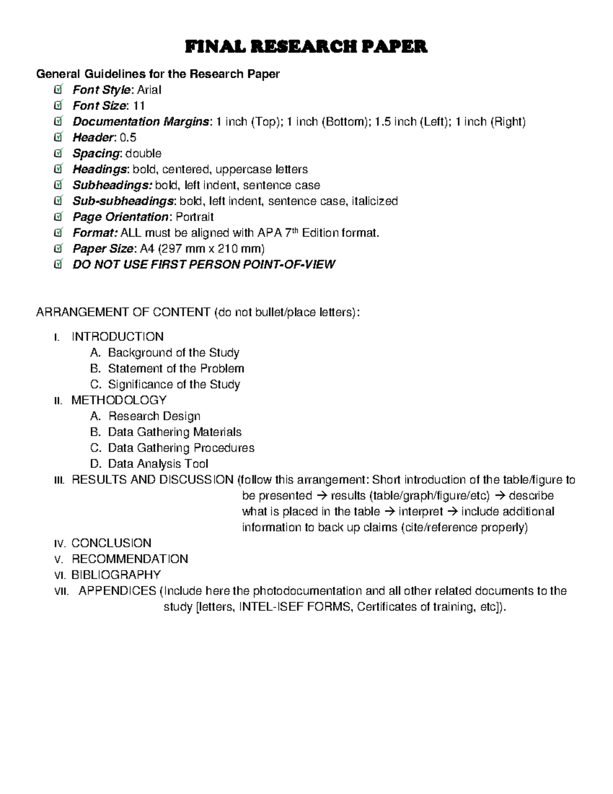 Research Paper Guidelines & Congress Presentation Notes - Studocu
