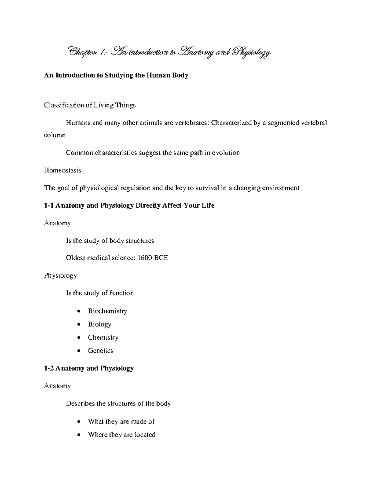 Chapter 1 - Chapter 1: An introduction to Anatomy and Physiology An ...