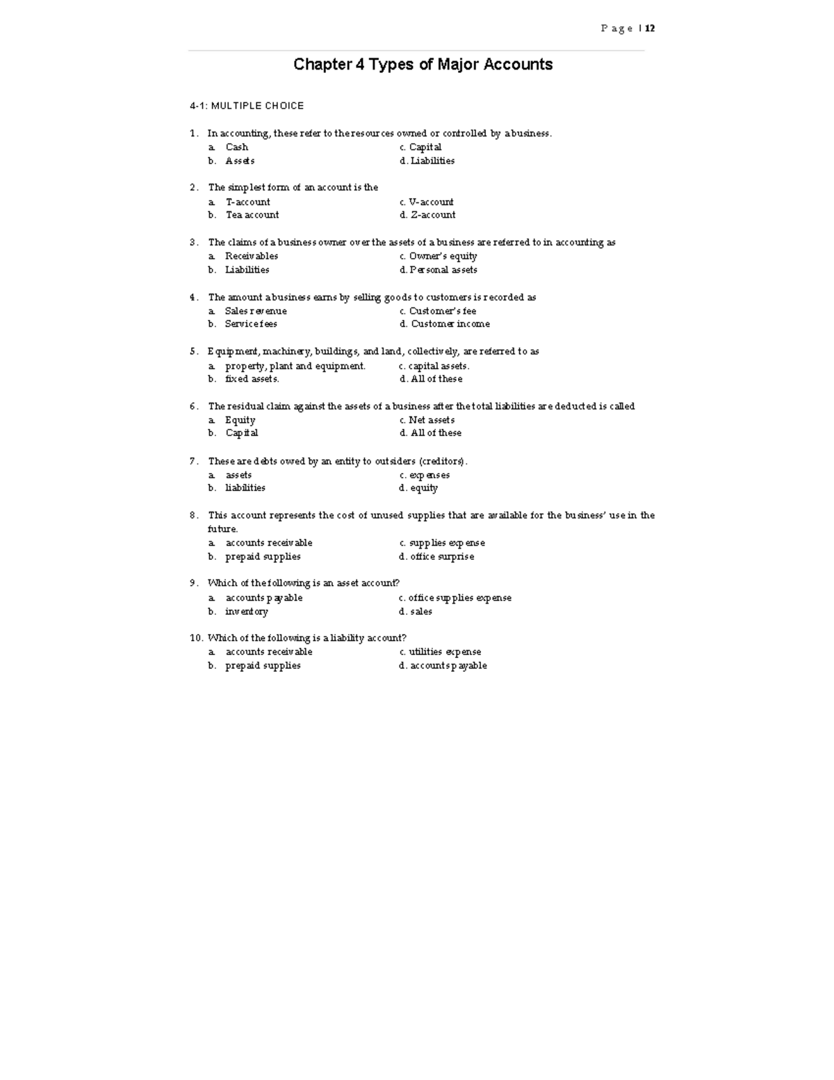 FAR 12 Chapter 4 - Types of Major Accounts MCQs - Studocu