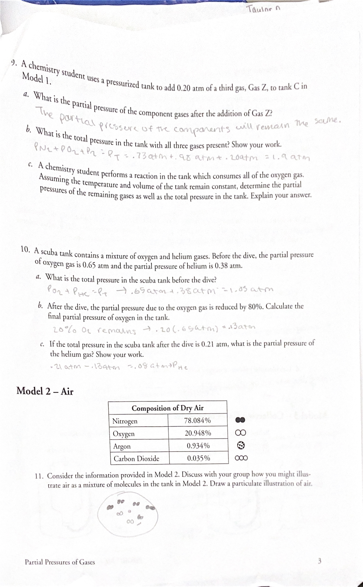 Chemistry 1 Case Study: Partial Pressures in Gases & Tank Reactions ...