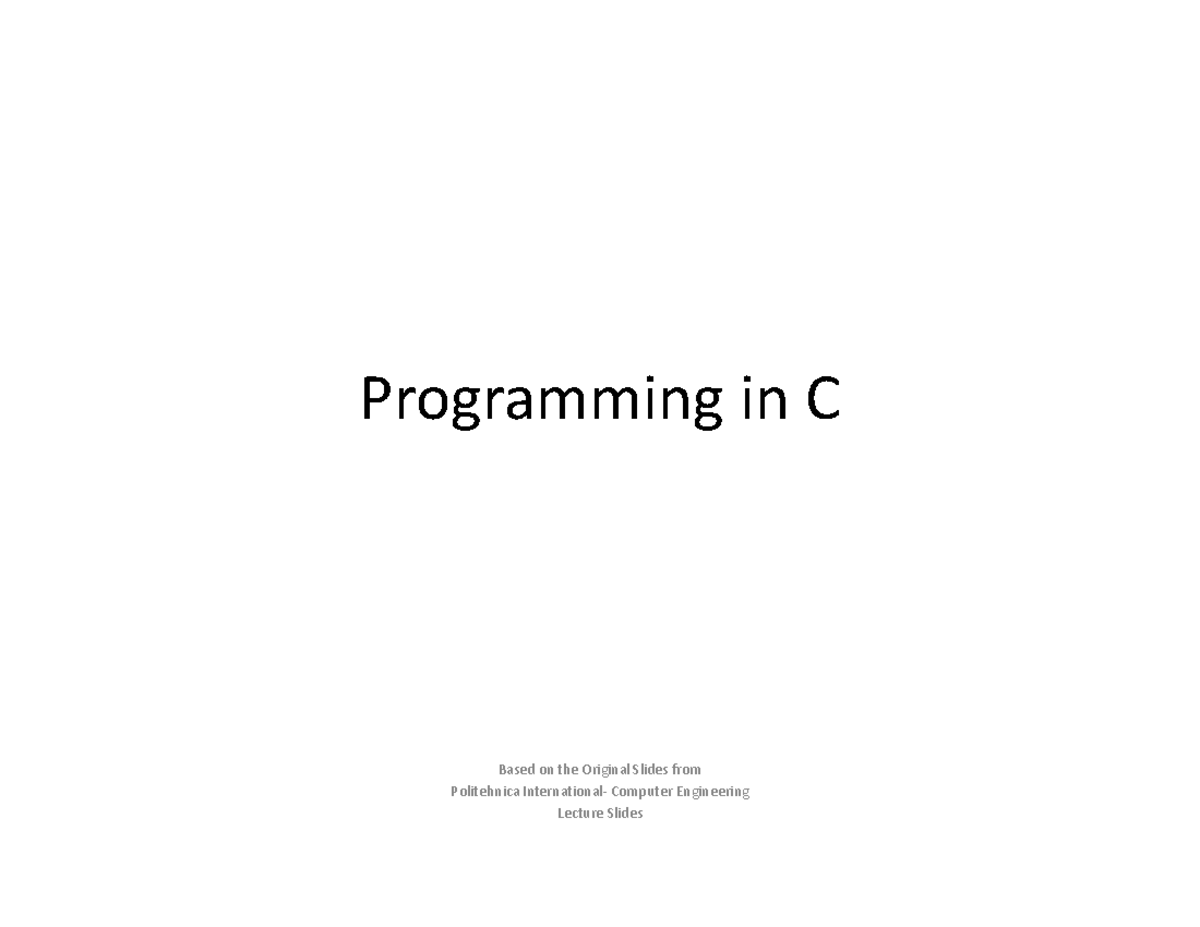 Week 1 - CCC 101: Intro to C Programming and Course Overview - Studocu