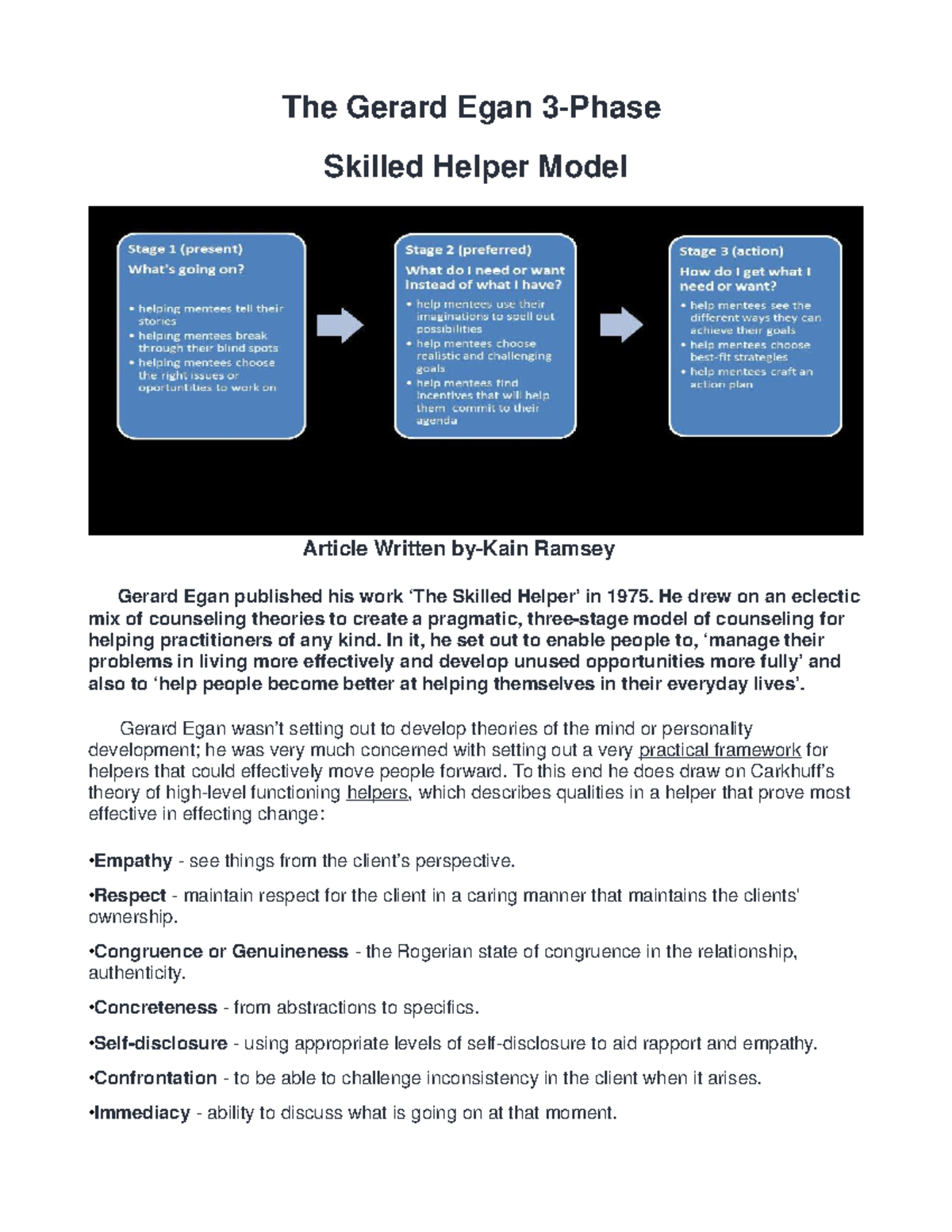 3 Phase Skilled Helper Model: A Practical Counseling Framework - Studocu