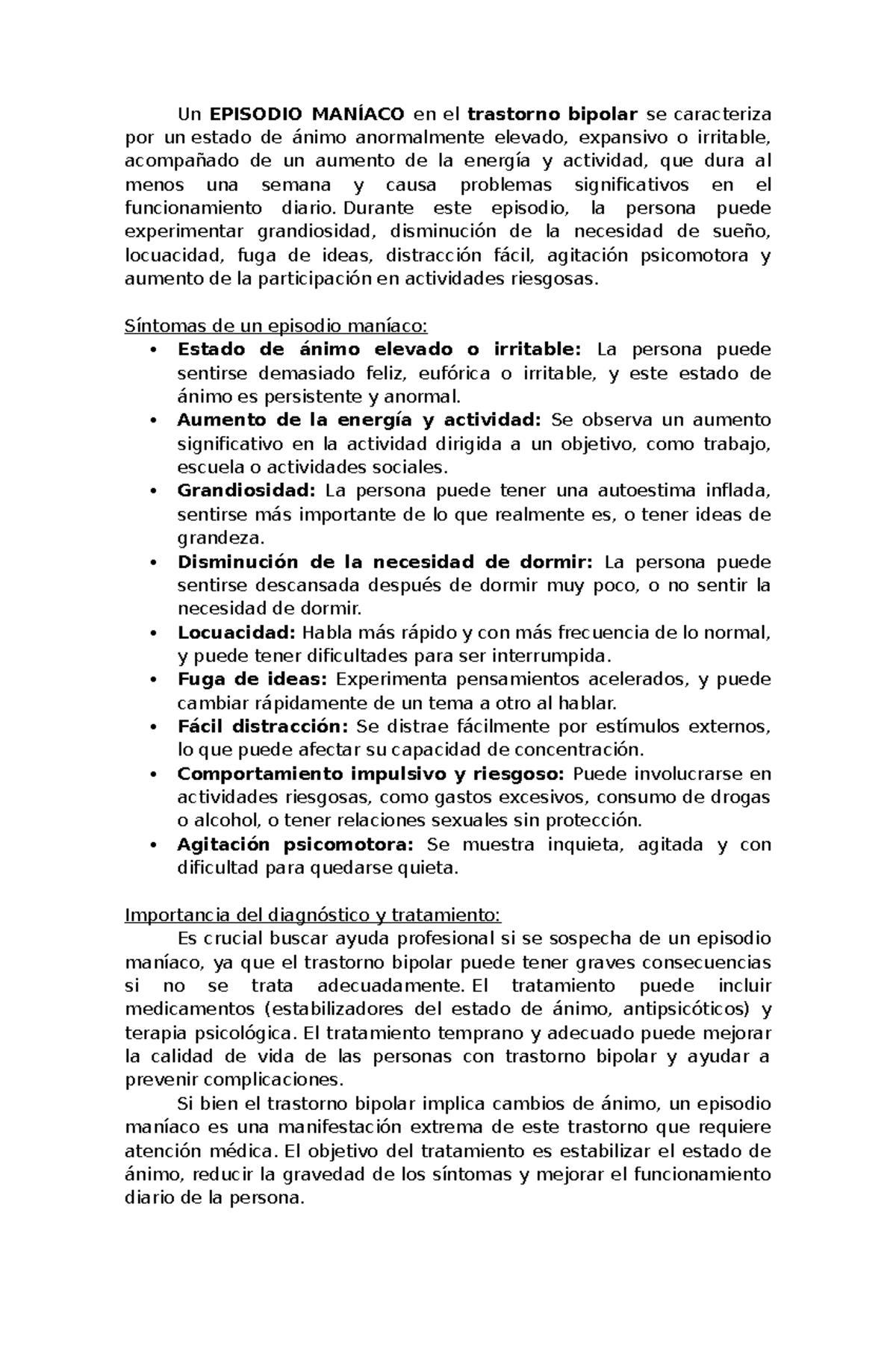 Episodio Maníaco en Trastorno Bipolar: Características y Tratamiento ...