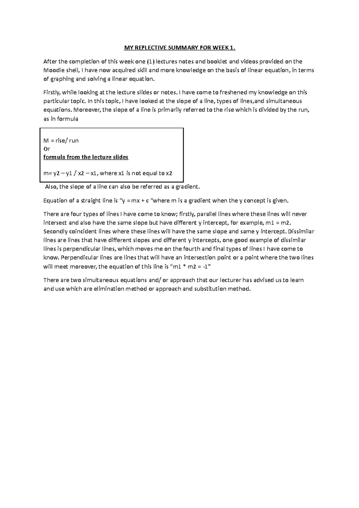 MY Reflective Summary FOR WEEK 1 - MY REFLECTIVE SUMMARY FOR WEEK 1 ...