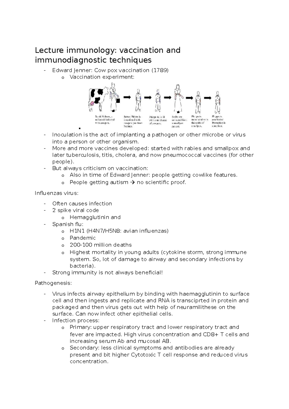 L7 Immunology Lecture Notes: Vaccination & Immunodiagnostic Techniques ...