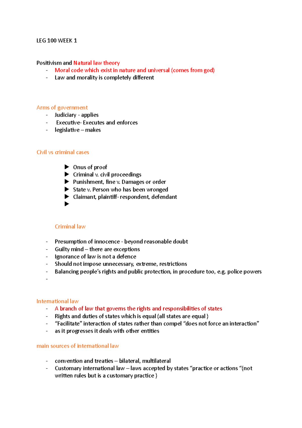 LEG 100 Week 1 Exam Notes: Legal Theories and Key Concepts - Studocu
