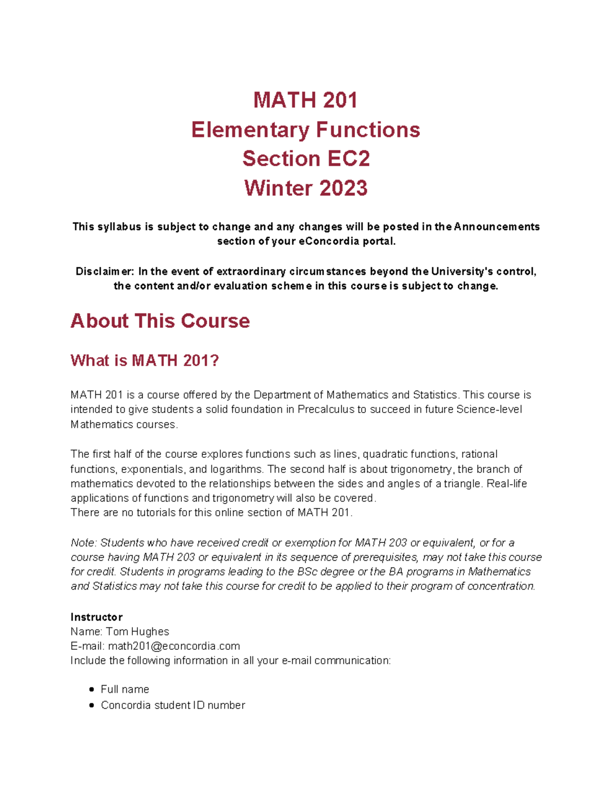MATH201 EC 4 23 - syllabus of elementary functions math 201 winter 2023 ...