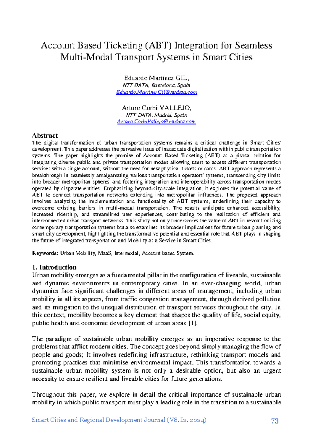Account Based Ticketing (ABT) Integration for Smart Urban Mobility ...