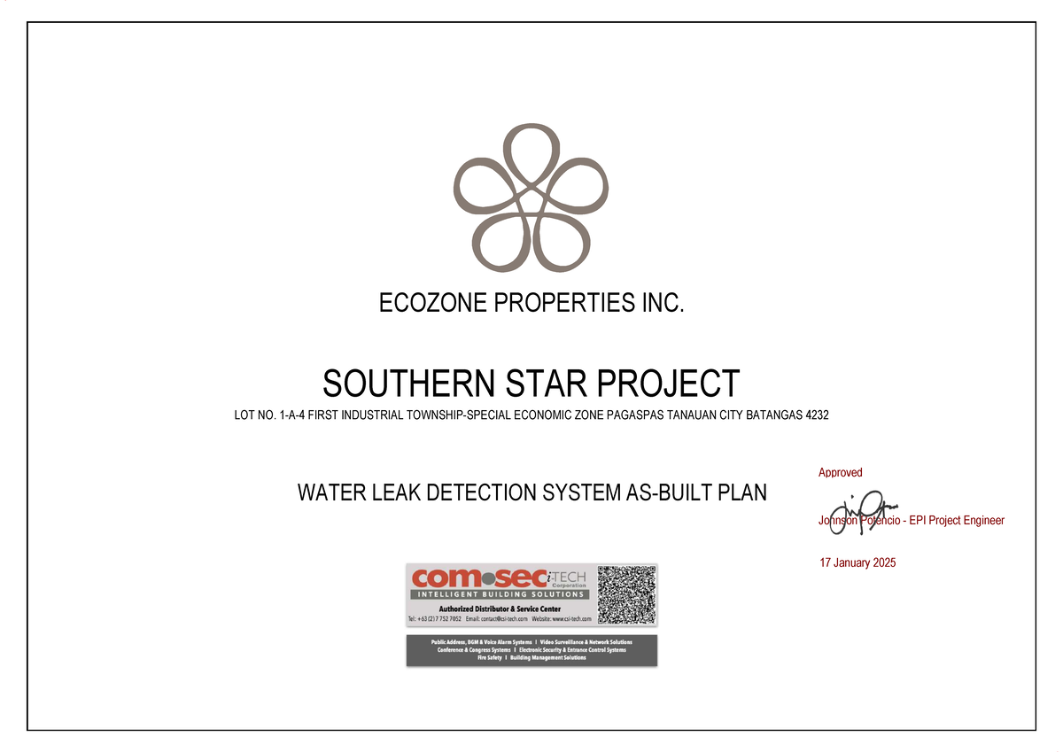 CP11B DLPF & NAC Water Leak Detection System As-Built Plans - Studocu