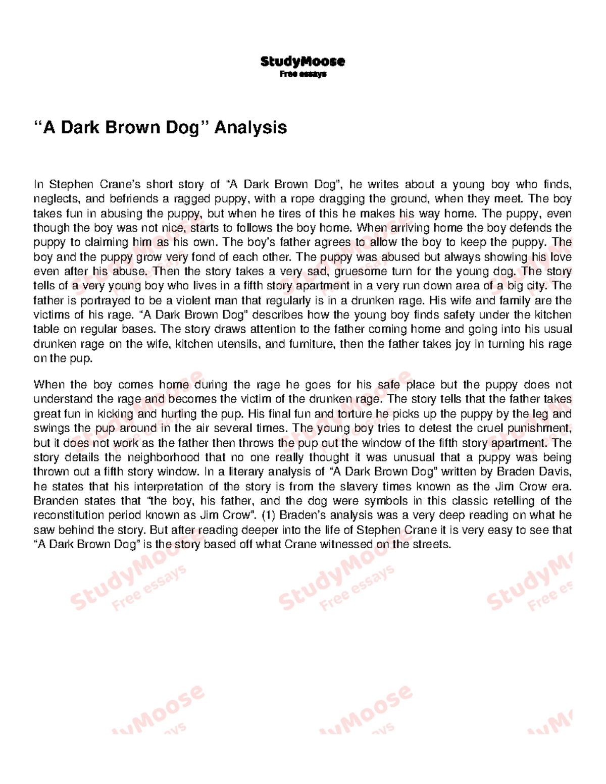 “A Dark Brown Dog” Analysis for Literary - “A Dark Brown Dog” Analysis ...