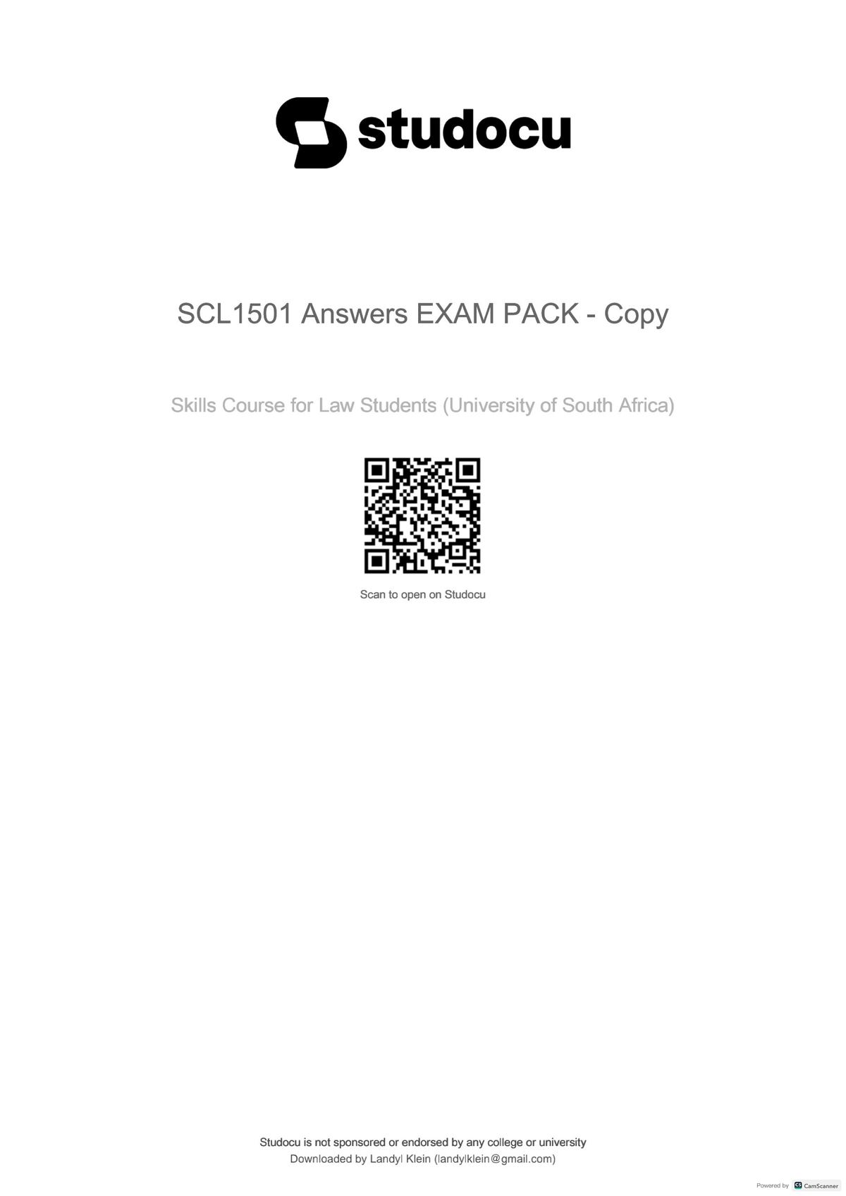 SCL1501 Exam Pack Answers for Revision and Preparation - Studocu