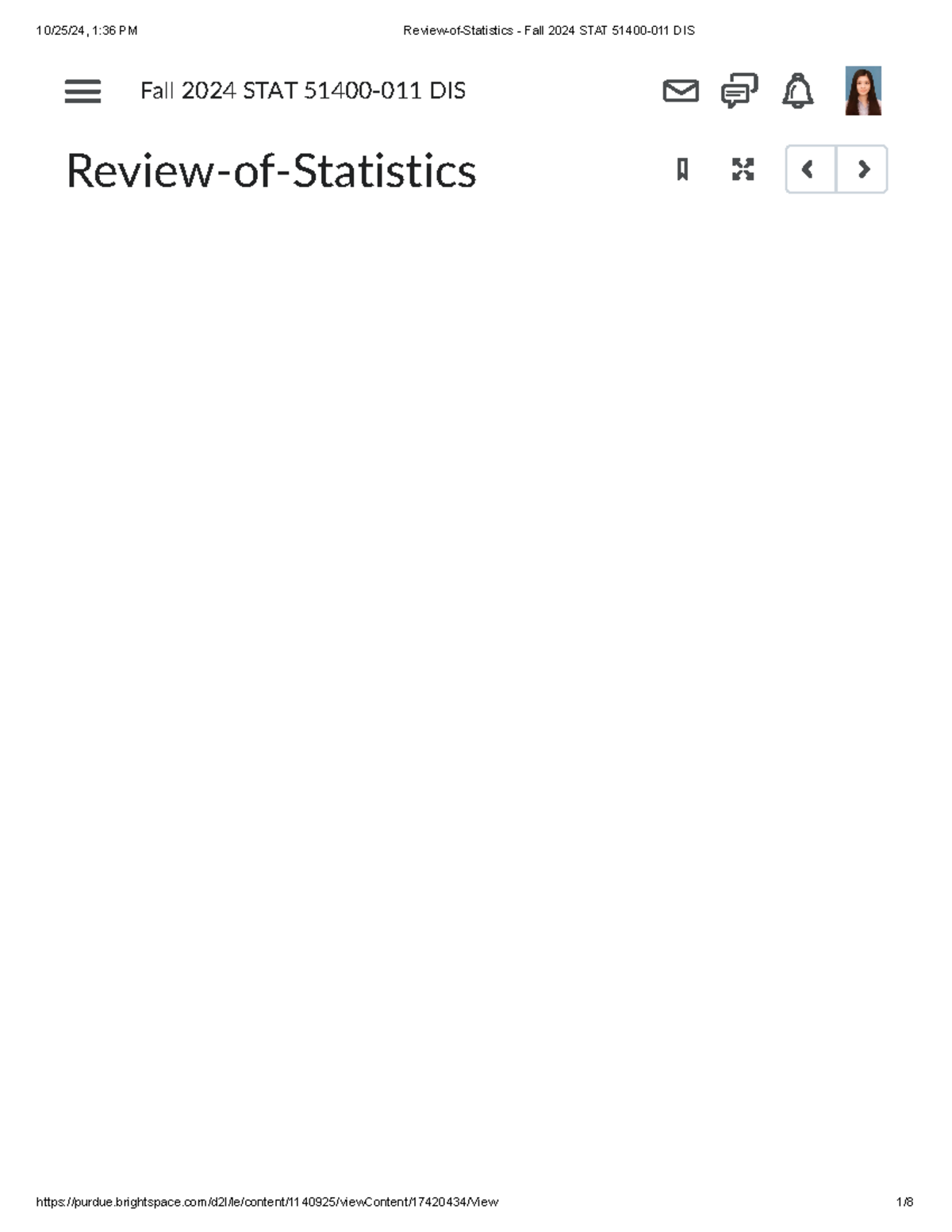 Review-of-Statistics - Fall 2024 STAT 51400-011 DIS - Review-of-Statistics Fall 2024 STAT 51400 ...