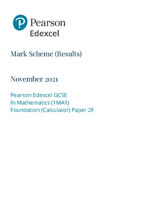 Maths paper 1 mark scheme - Mark Scheme (Results) November 2021 Pearson ...