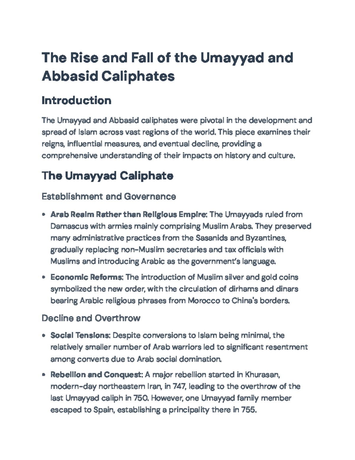 The Rise and Fall of the Umayyad & Abbasid Caliphates: A Historical ...