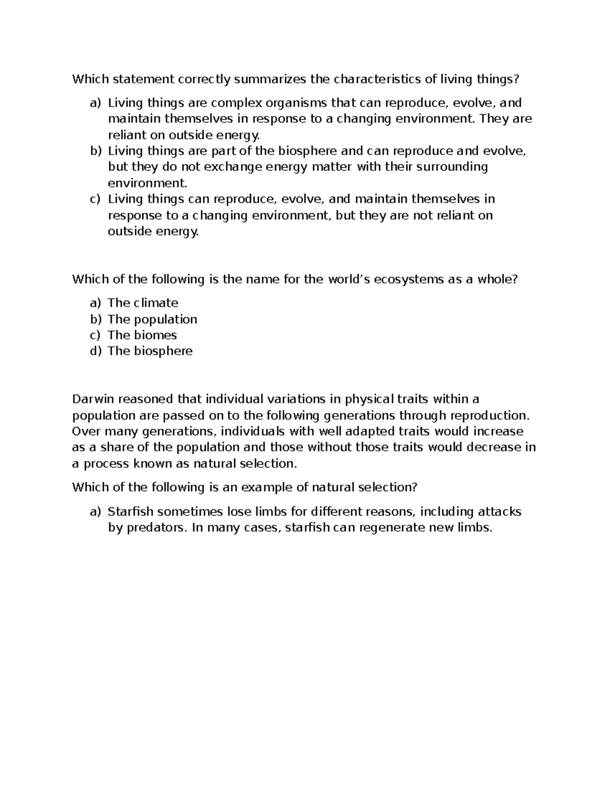 Chapter 4: Check Your Understanding of Living Things & Ecosystems - Studocu