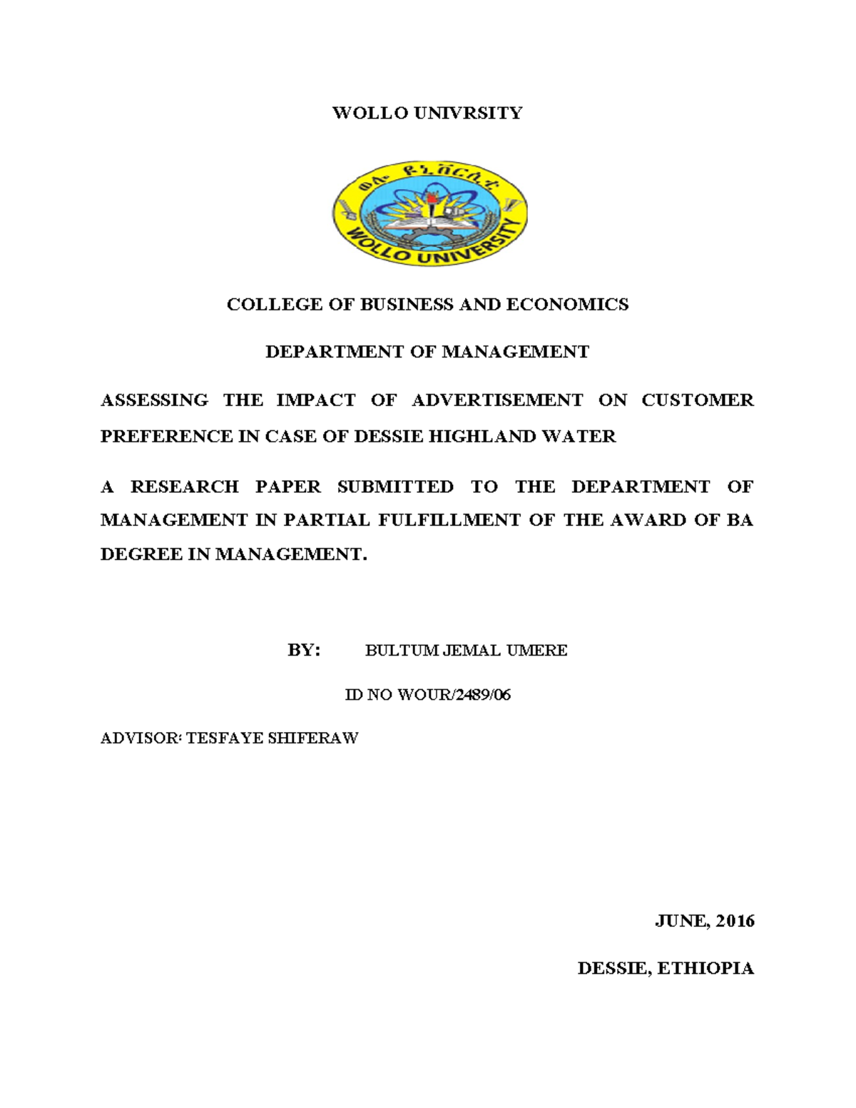 Re16 - Hjb - WOLLO UNIVRSITY COLLEGE OF BUSINESS AND ECONOMICS ...