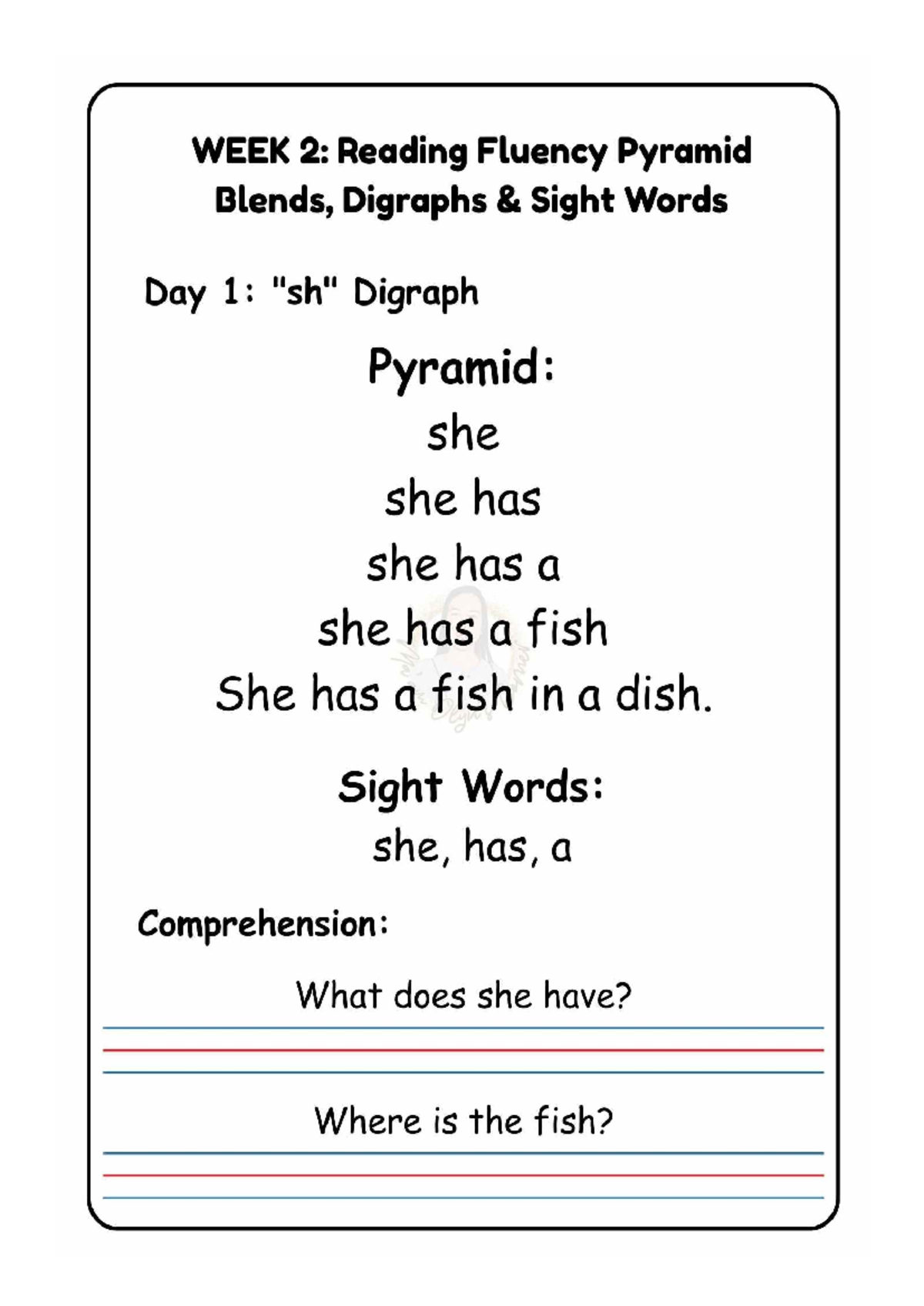WEEK 2: Reading Fluency - Blends, Digraphs & Sight Words Remedial - Studocu