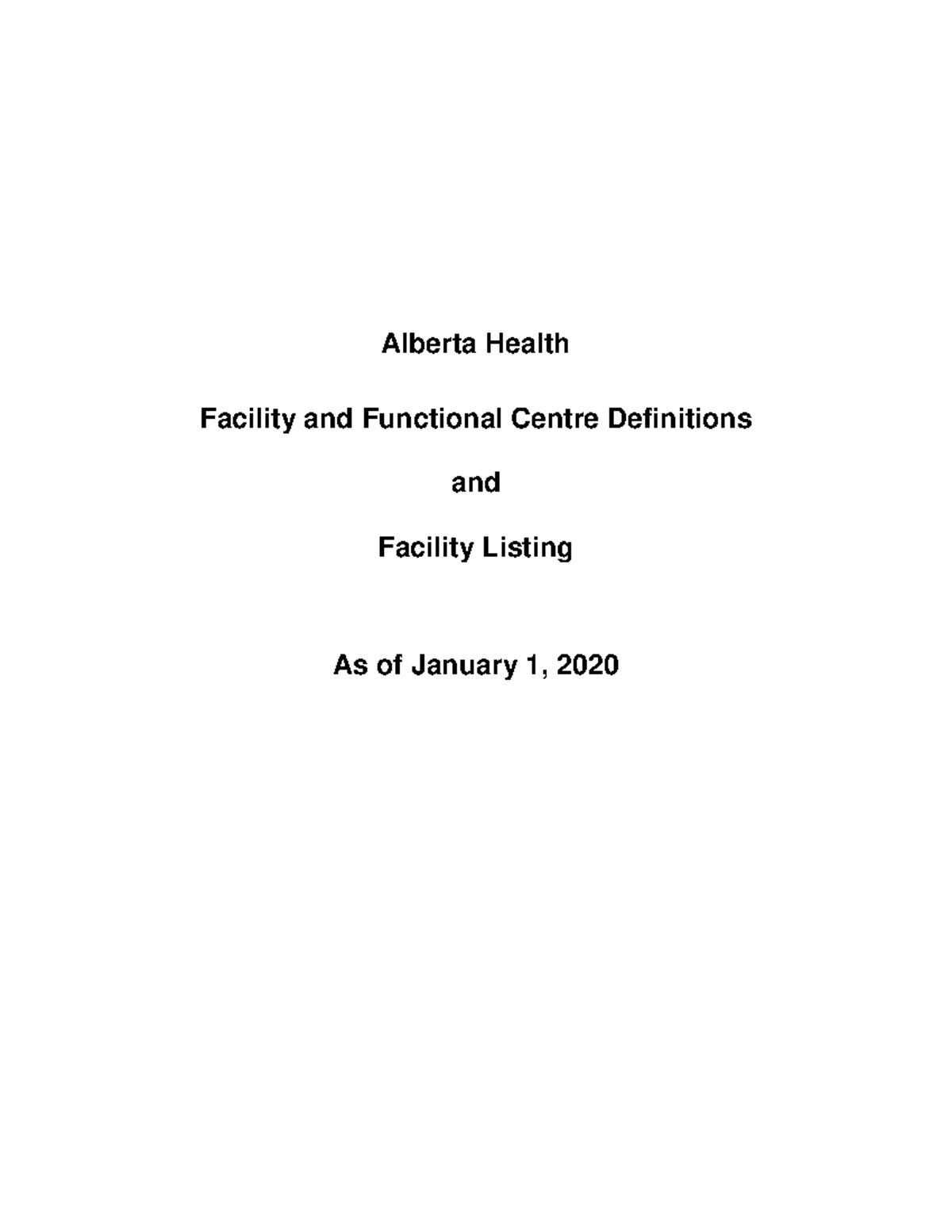AHS Facility codes - CODE - Alberta Health Facility and Functional ...