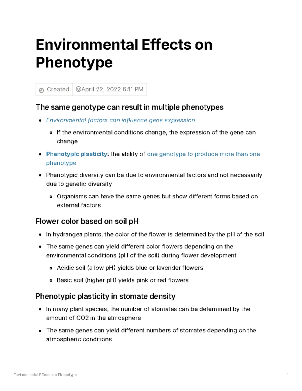 AP BIOLOGY - Unit 5: Environmental Influences on Phenotype - Studocu