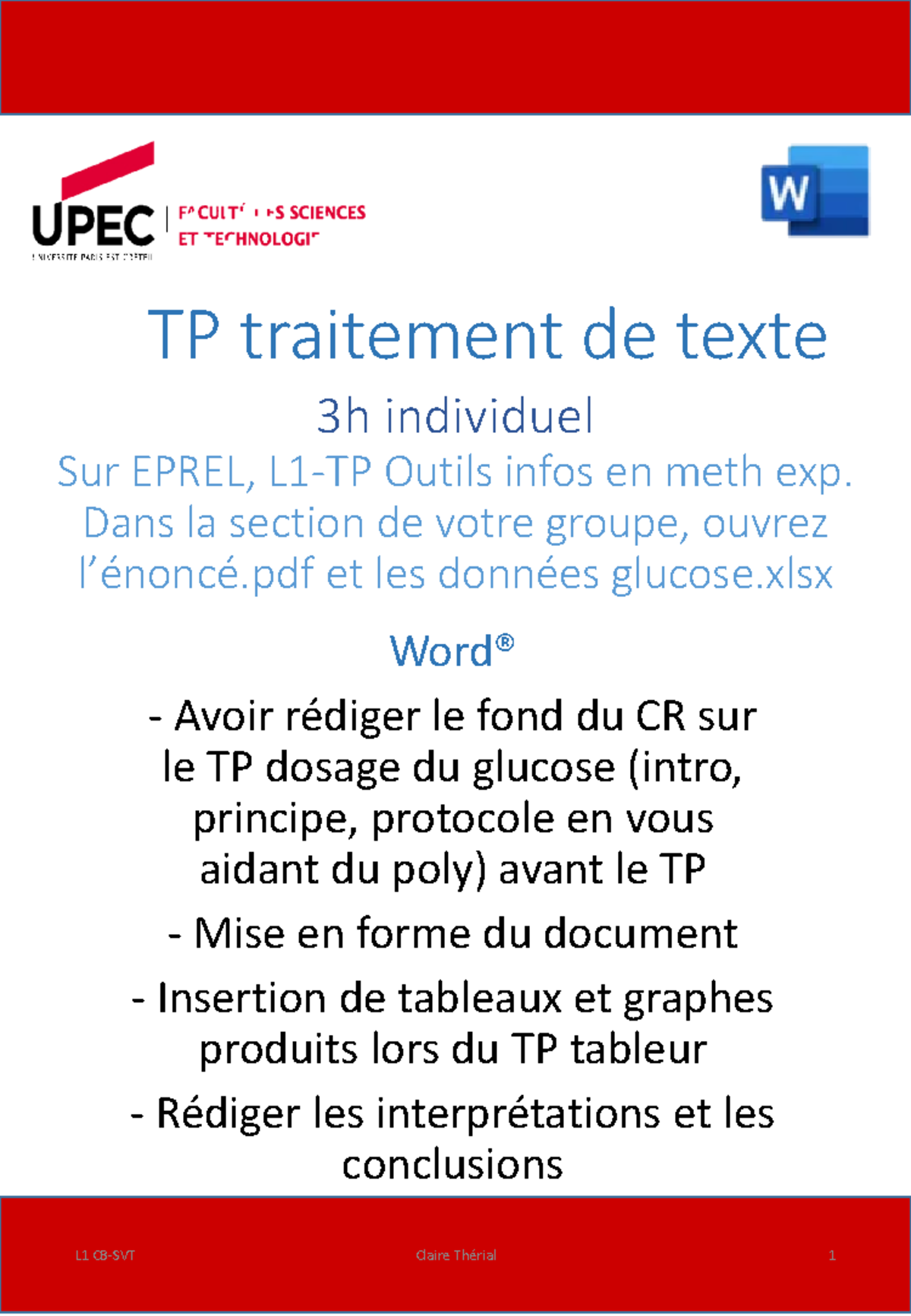Enonc Ã© TP Word - examen - TP traitement de texte Word® - Avoir ...