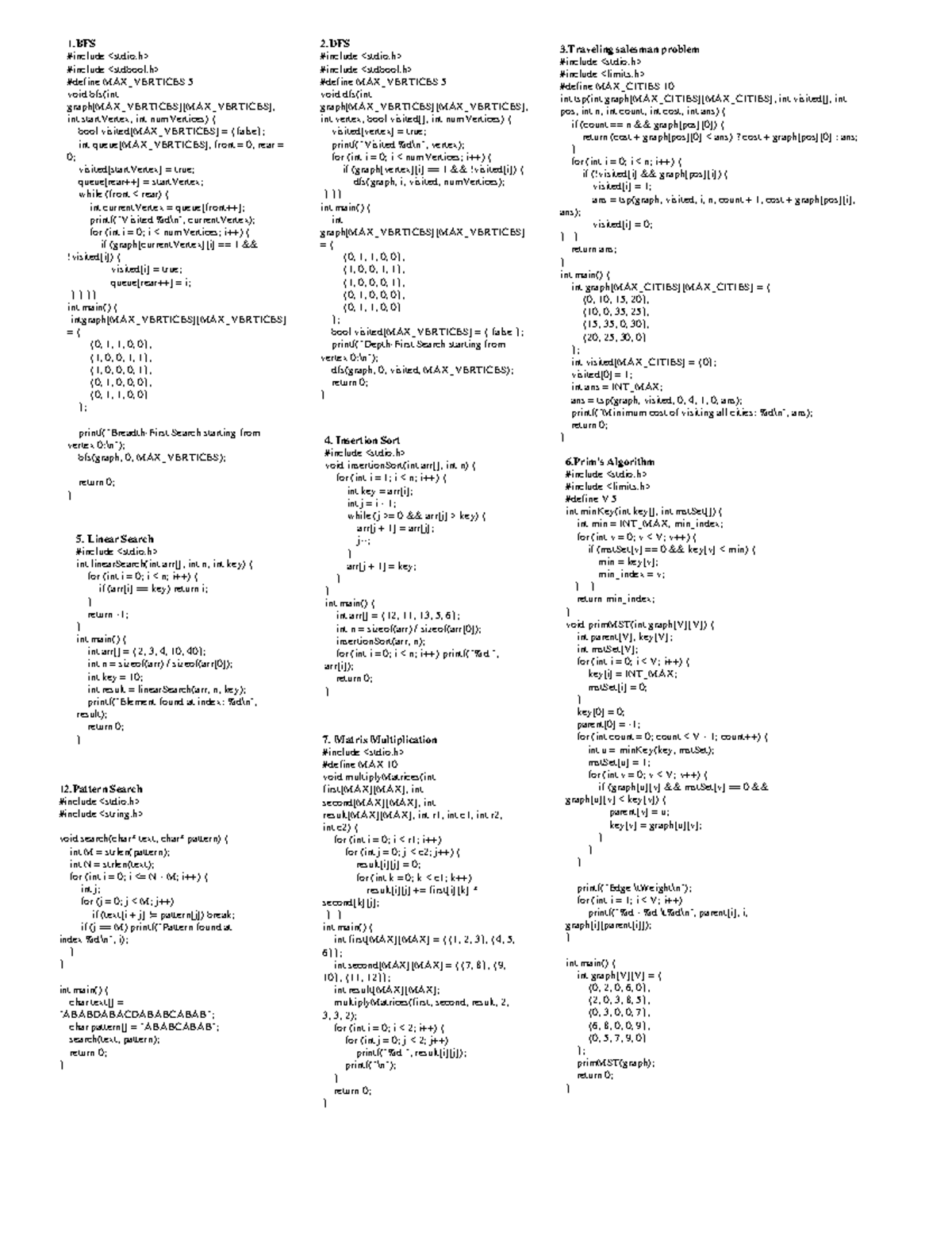 Algorithm-1: BFS, DFS, Sorting & Graph Algorithms (CS101) - Studocu
