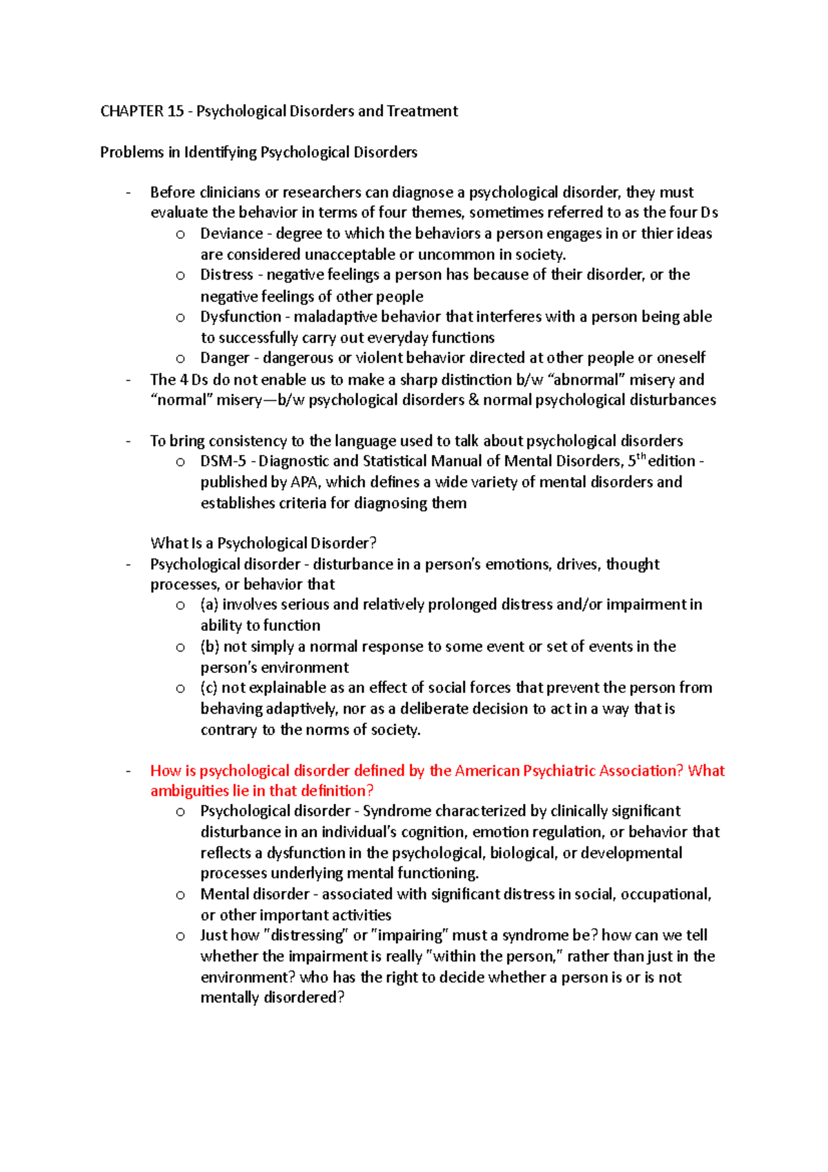 CHAP 15 - intro to psych - CHAPTER 15 - Psychological Disorders and ...