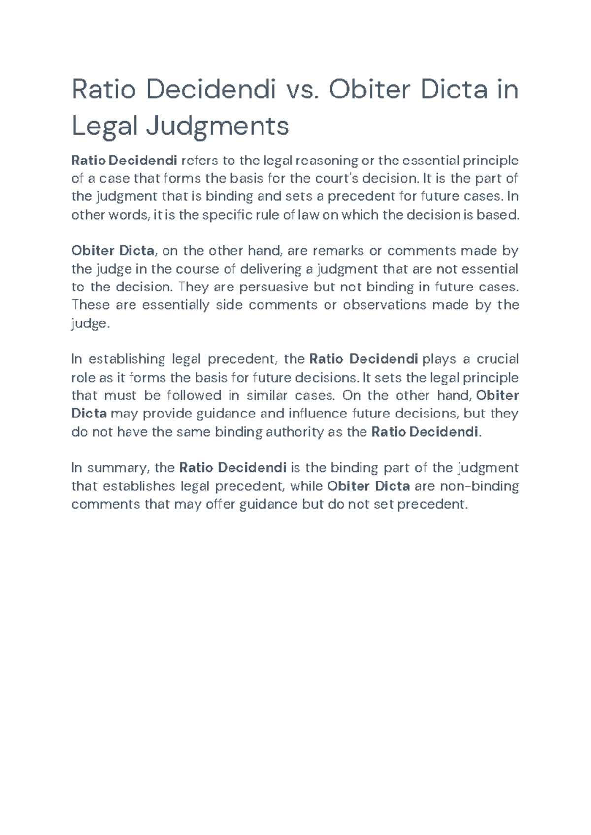Ratio Decidendi vs. Obiter Dicta: Key Legal Principles Explained ...