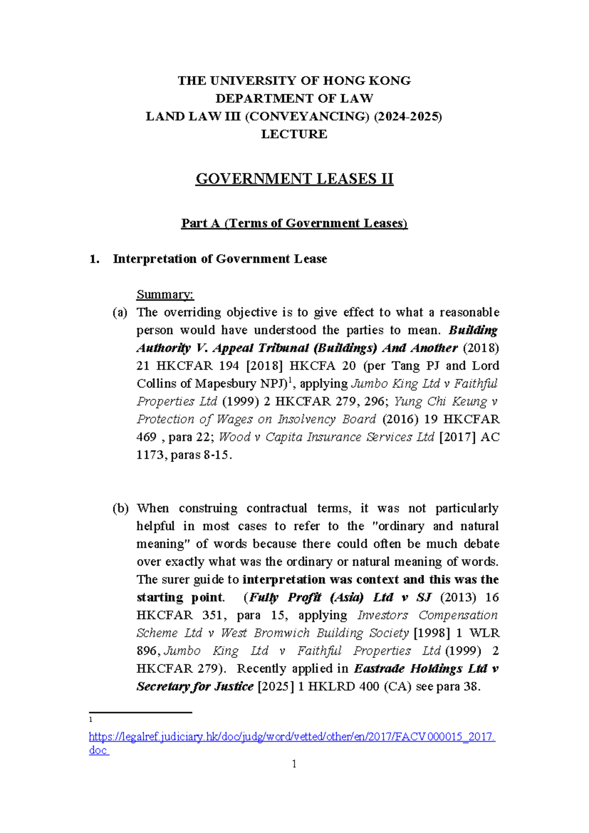 LAW 1234: Land Law (Conveyancing) Lecture on Government Leases II - Studocu