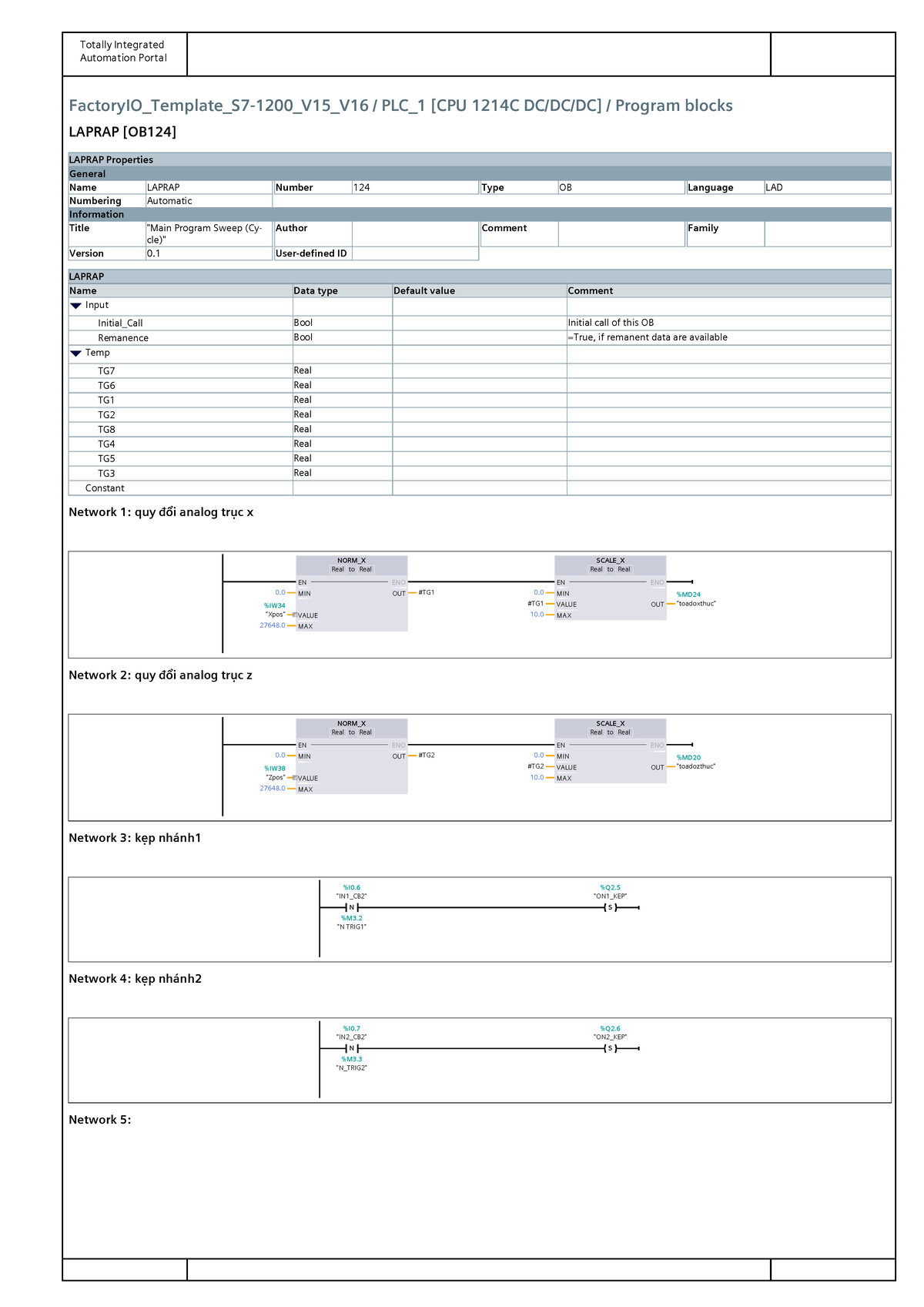 Totally Integrated Automation Portal PLC_1 1214C Program Blocks ...